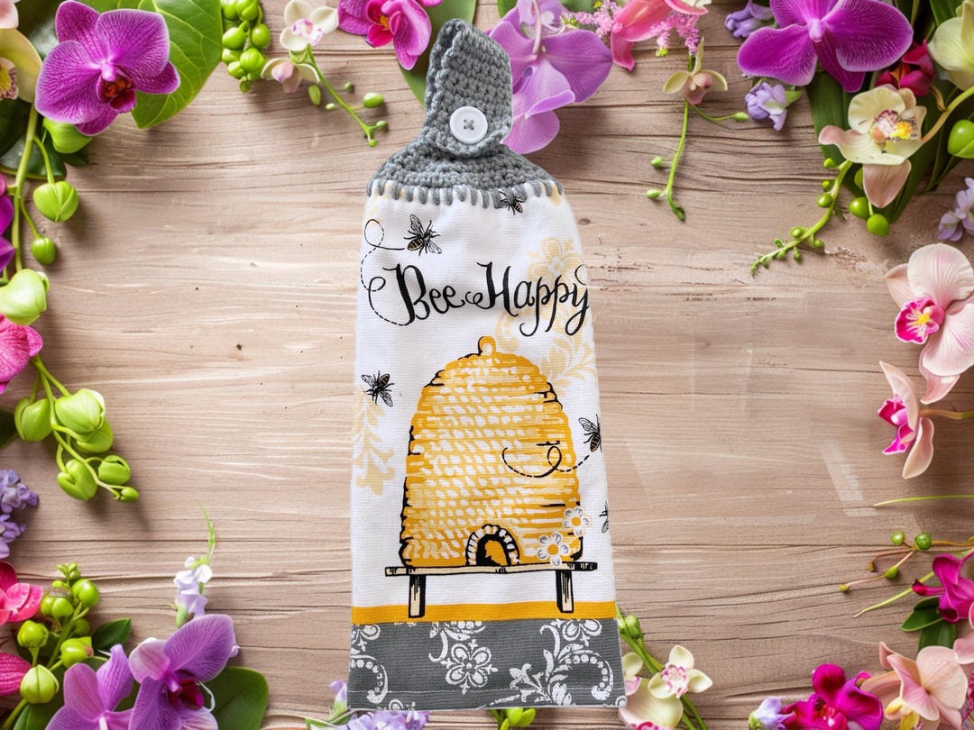 Bee Hanging Kitchen Towels With Button, Honey Bee Home Decor - Etsy