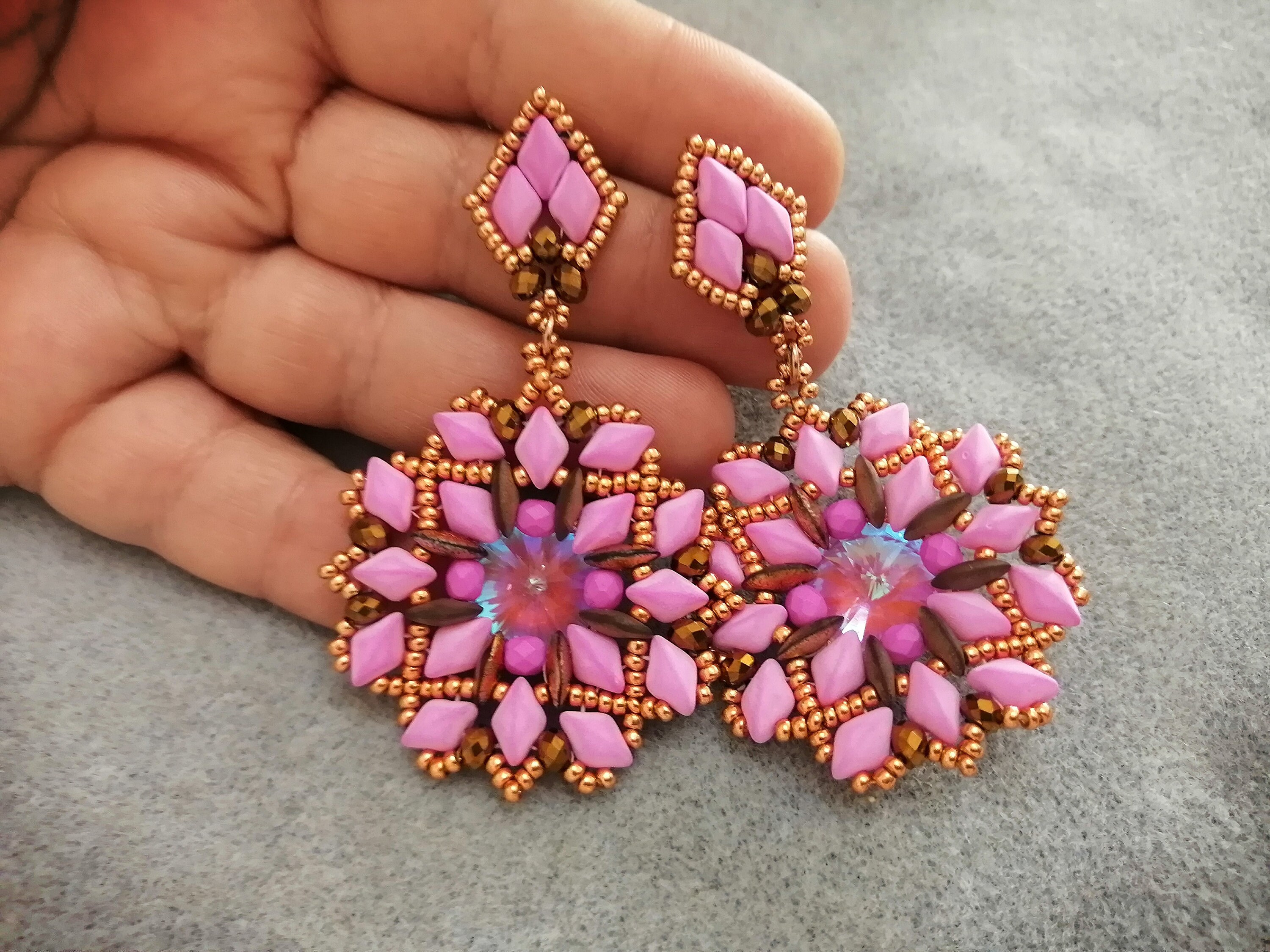 Tutorial Earrings With Miyuki Beads, Mosaic Earrings Pdf Pattern - Etsy