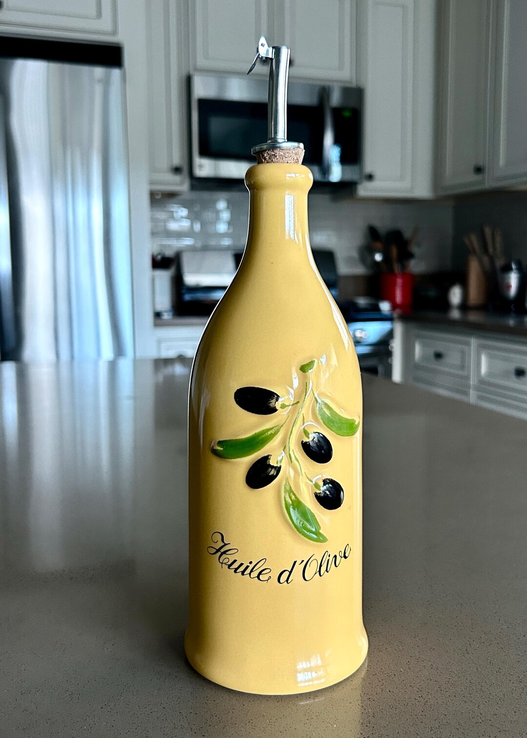 Nice Vintage 32 Oz French Ceramic Olive Oil Bottle – "huile D'olive ...