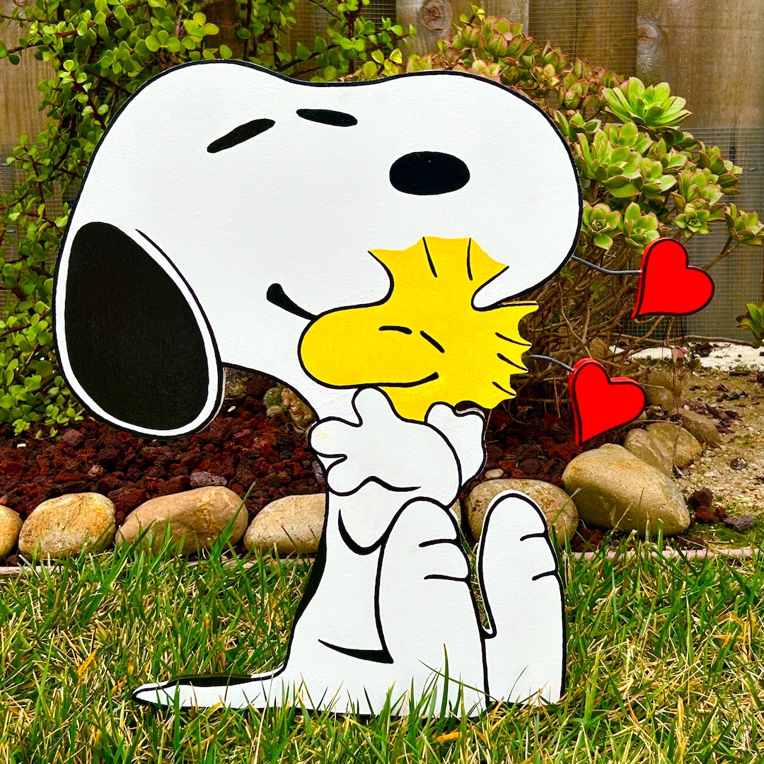 18 Snoopy Hugging Woodstock Valentine Lawn House Yard Sign With Hearts ...