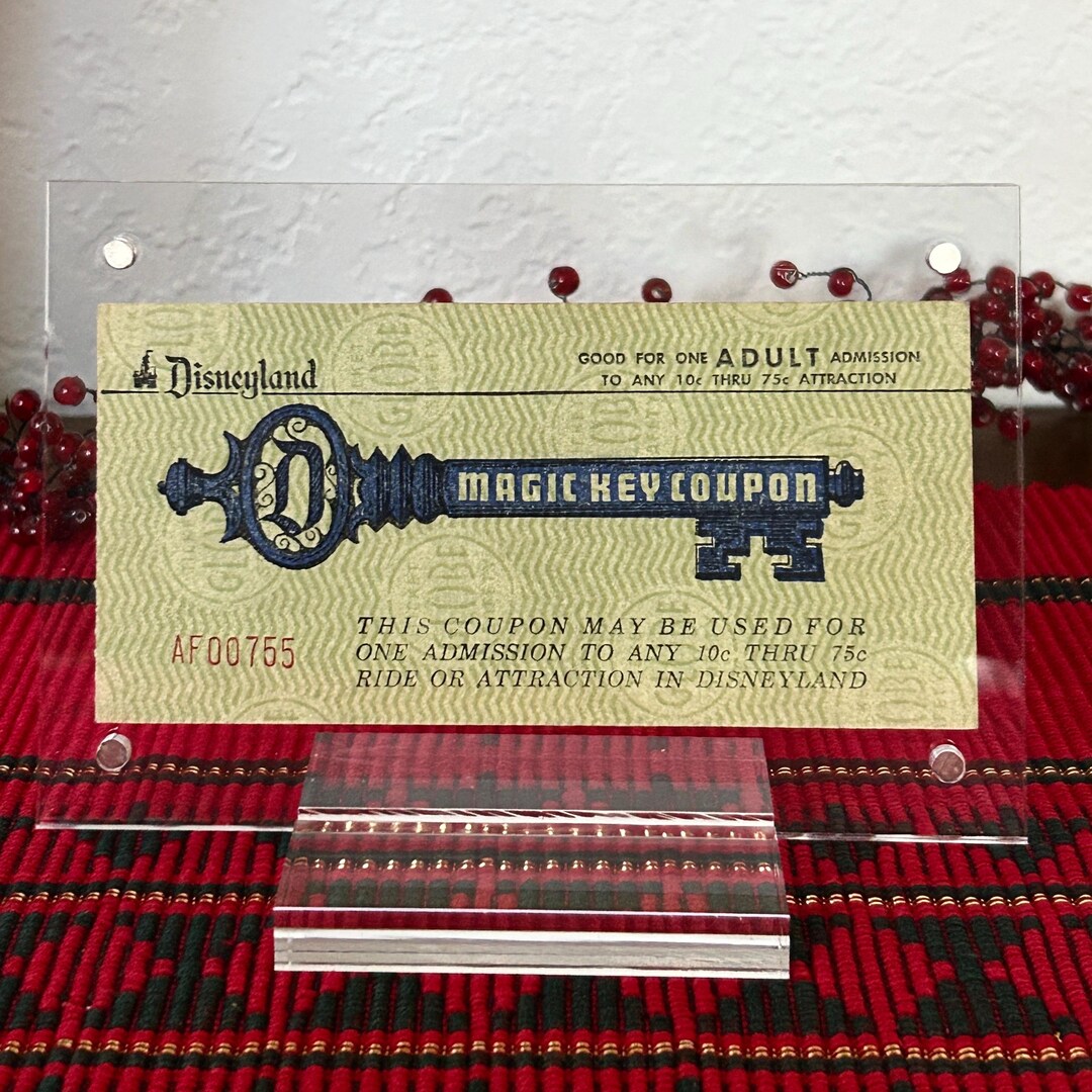 Original Rare Disneyland Early 1960s Magic Key Coupon Ticket in A 4x6 ...
