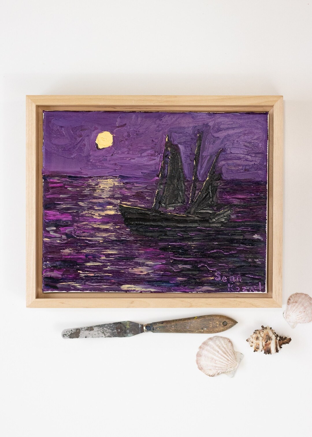 Purple Sailboat Art 8" X 10" Small Original Painting for Your Coastal ...