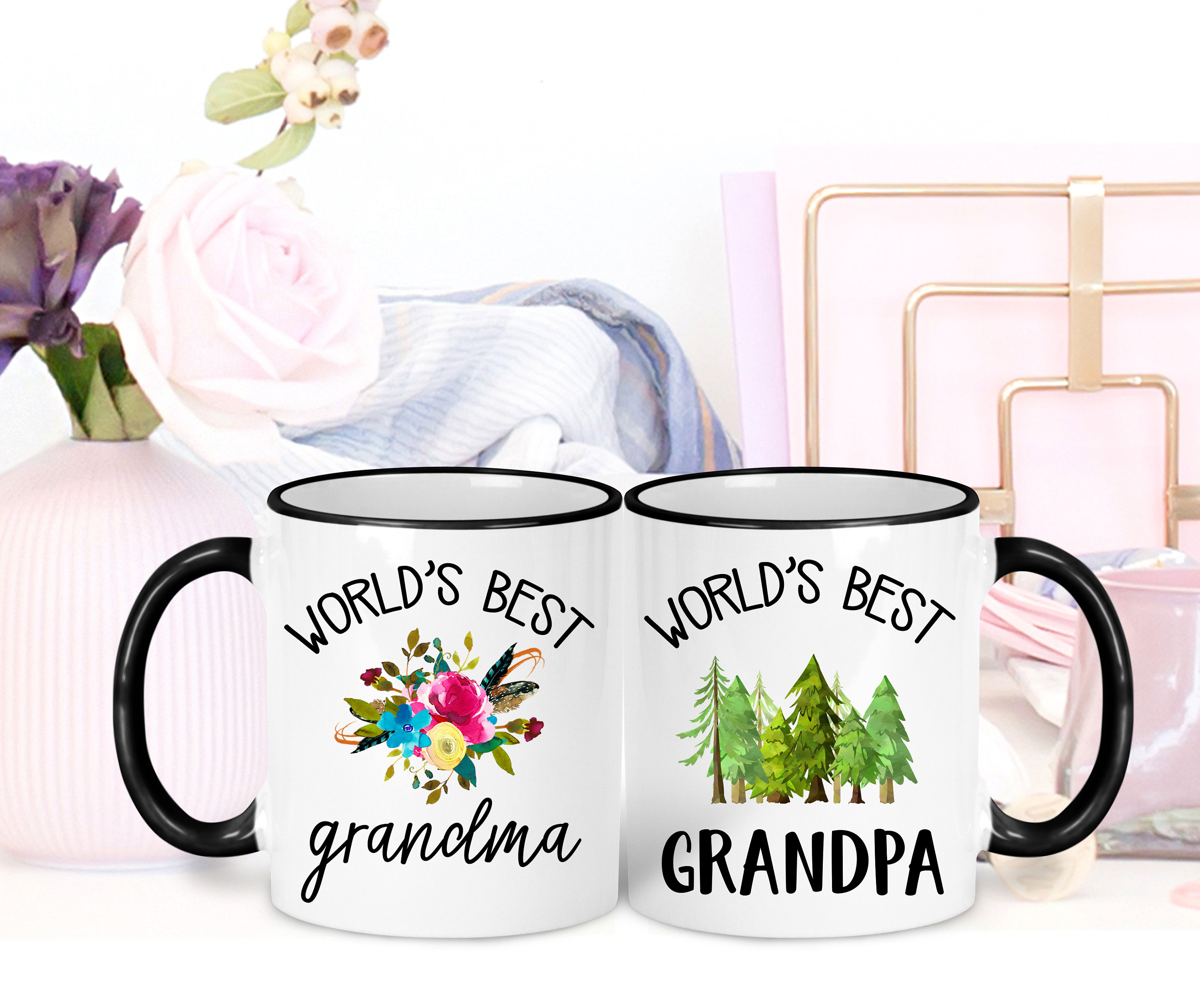 Grandma And Grandpa Coffee Mug Set Worlds Best Grandma Etsy