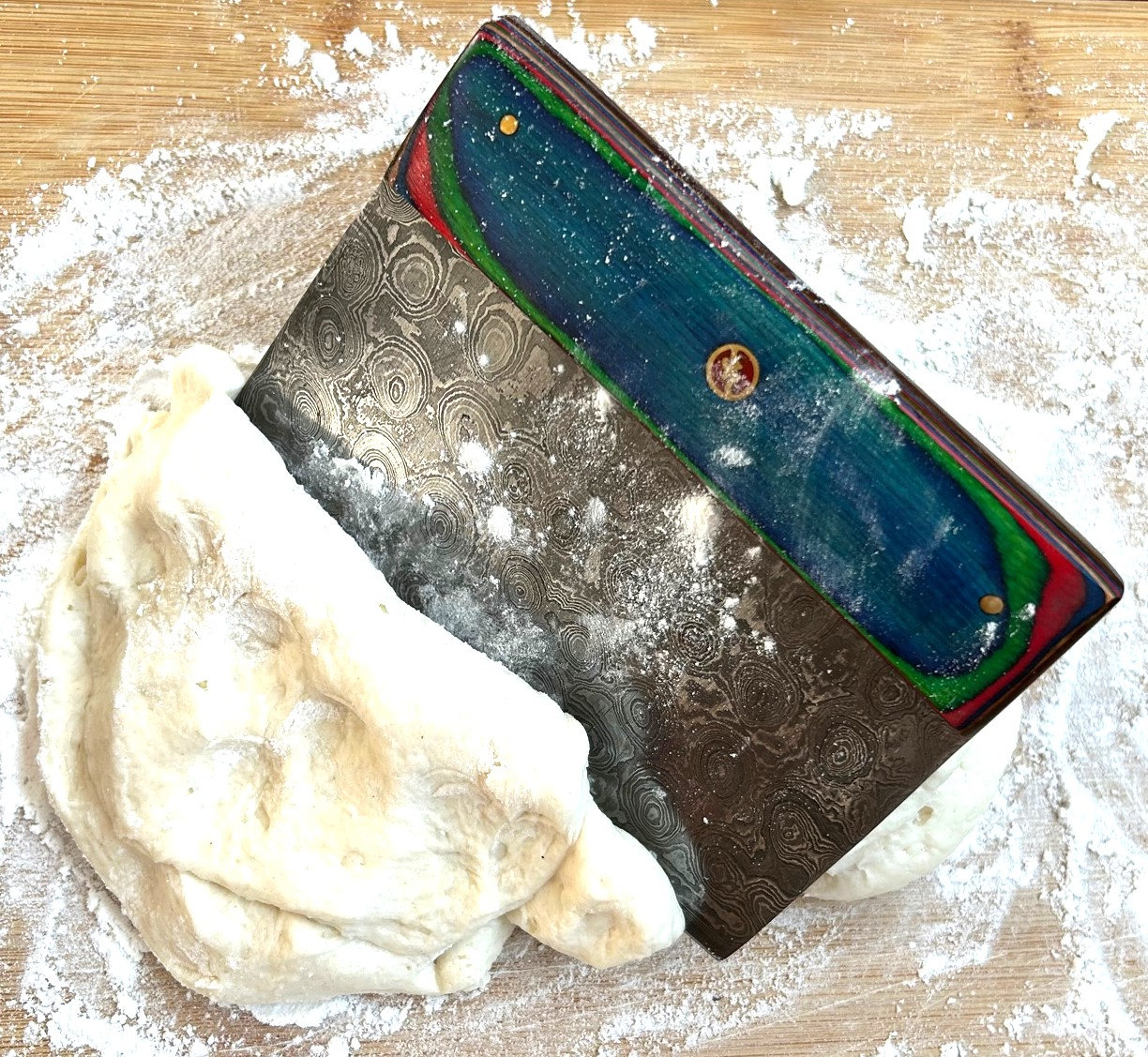 Hand Forged, Damascus Steel, Dough Cutter, Scraper, Chopper, Chef Tool ...