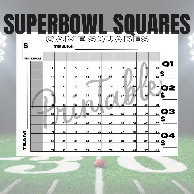 Best Super Bowl Squares Template , Printable, Digital Download - Etsy