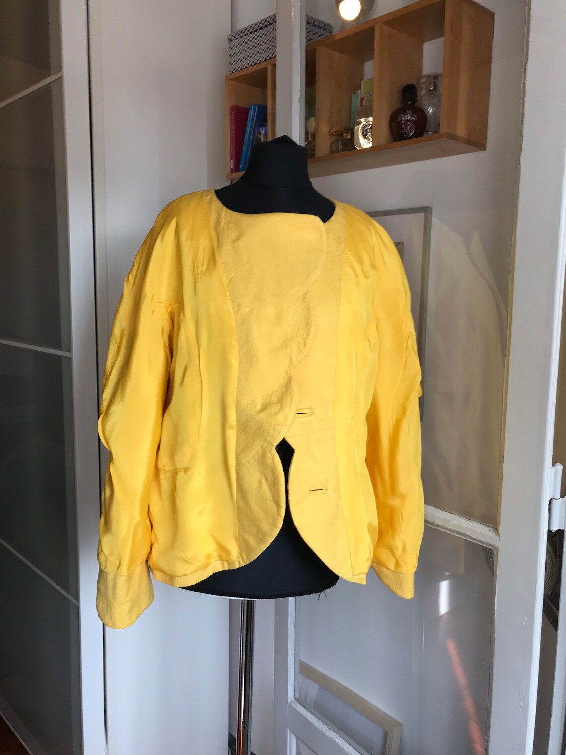 Vintage 60s/70s Yellow Cotton Asymmetrical Peplum Jacket; Spring/summer ...
