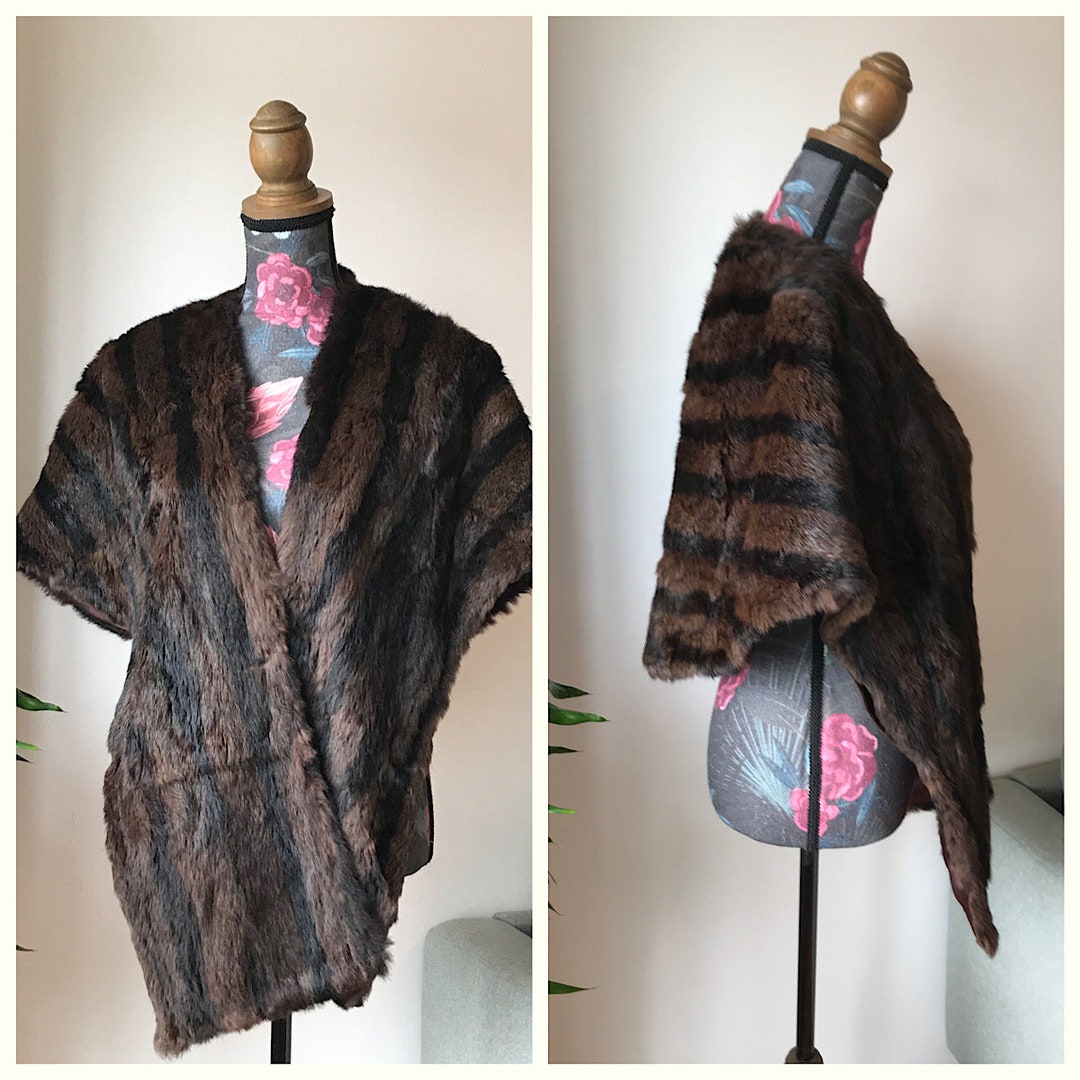 Vintage 50s Brown Muskrat Stole, Capelet, by "peleteria Rechter" From ...