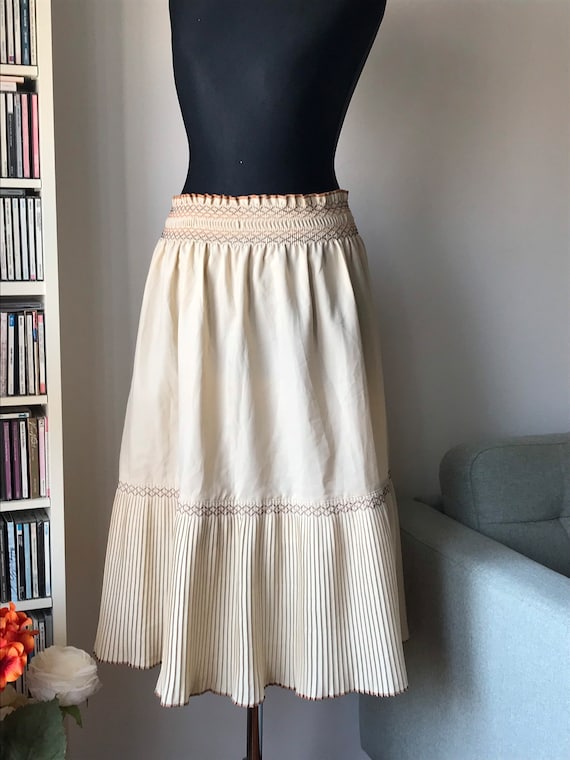 Vintage 50s Cream Smoked Waist Crinoline Petticoat, S… - Gem