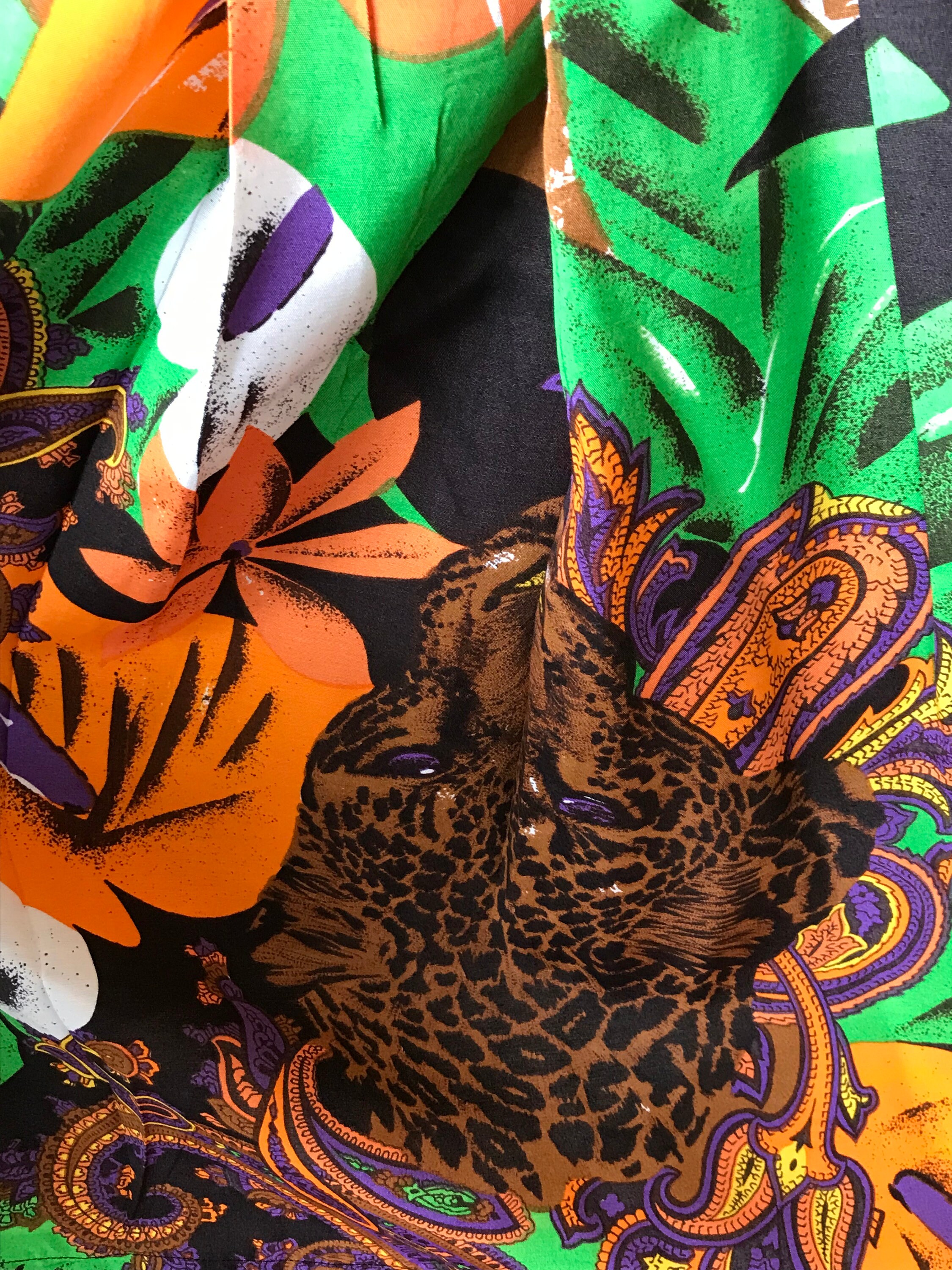 Vintage 80s/90s Multicoloured Jungle Print Viscose Blouse and Skirt Set ...