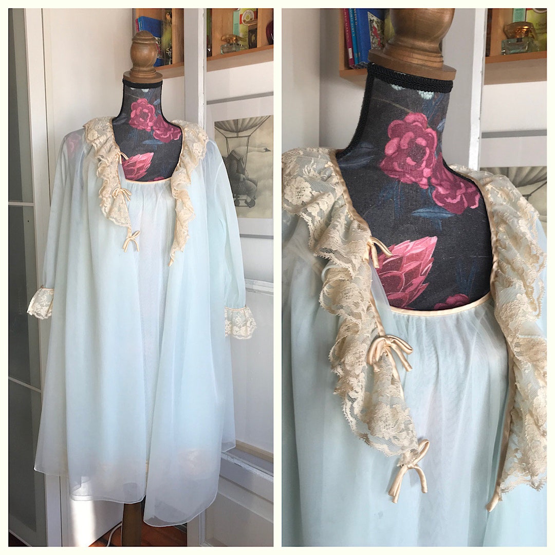 Vintage 60s Vanity Fair Double Nylon Peignoir Set/vanity Fair Sheer ...