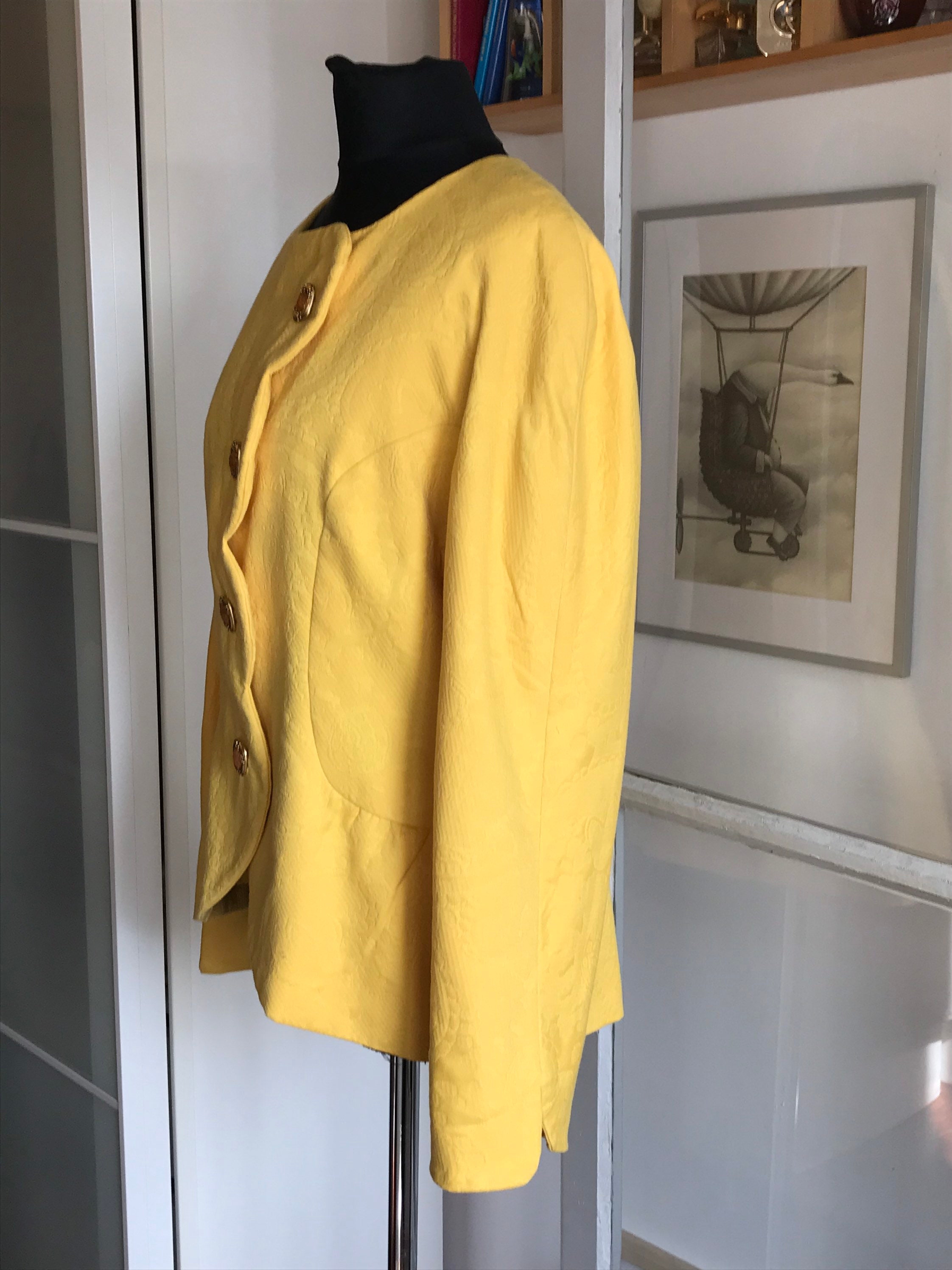Vintage 60s/70s Yellow Cotton Asymmetrical Peplum Jacket; Spring/summer ...