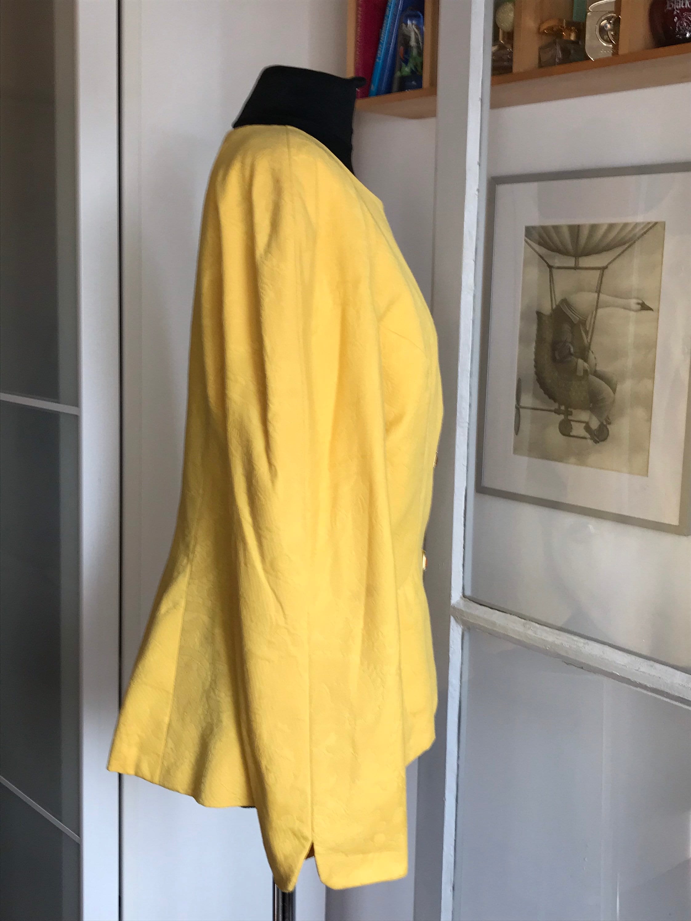 Vintage 60s/70s Yellow Cotton Asymmetrical Peplum Jacket; Spring/summer ...