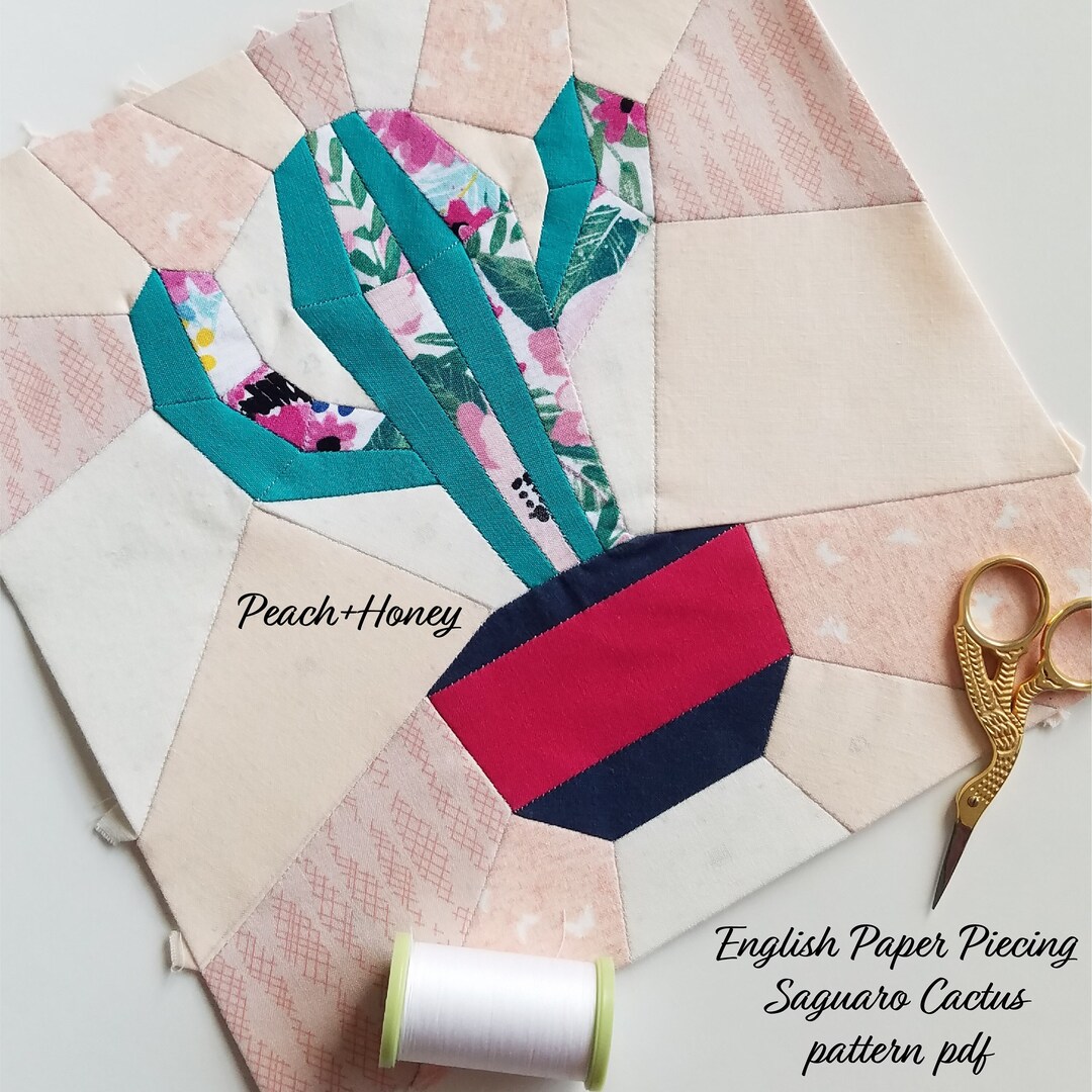 English Paper Piecing PDF Pattern Cactus, EPP Pattern, Hand Quilting ...