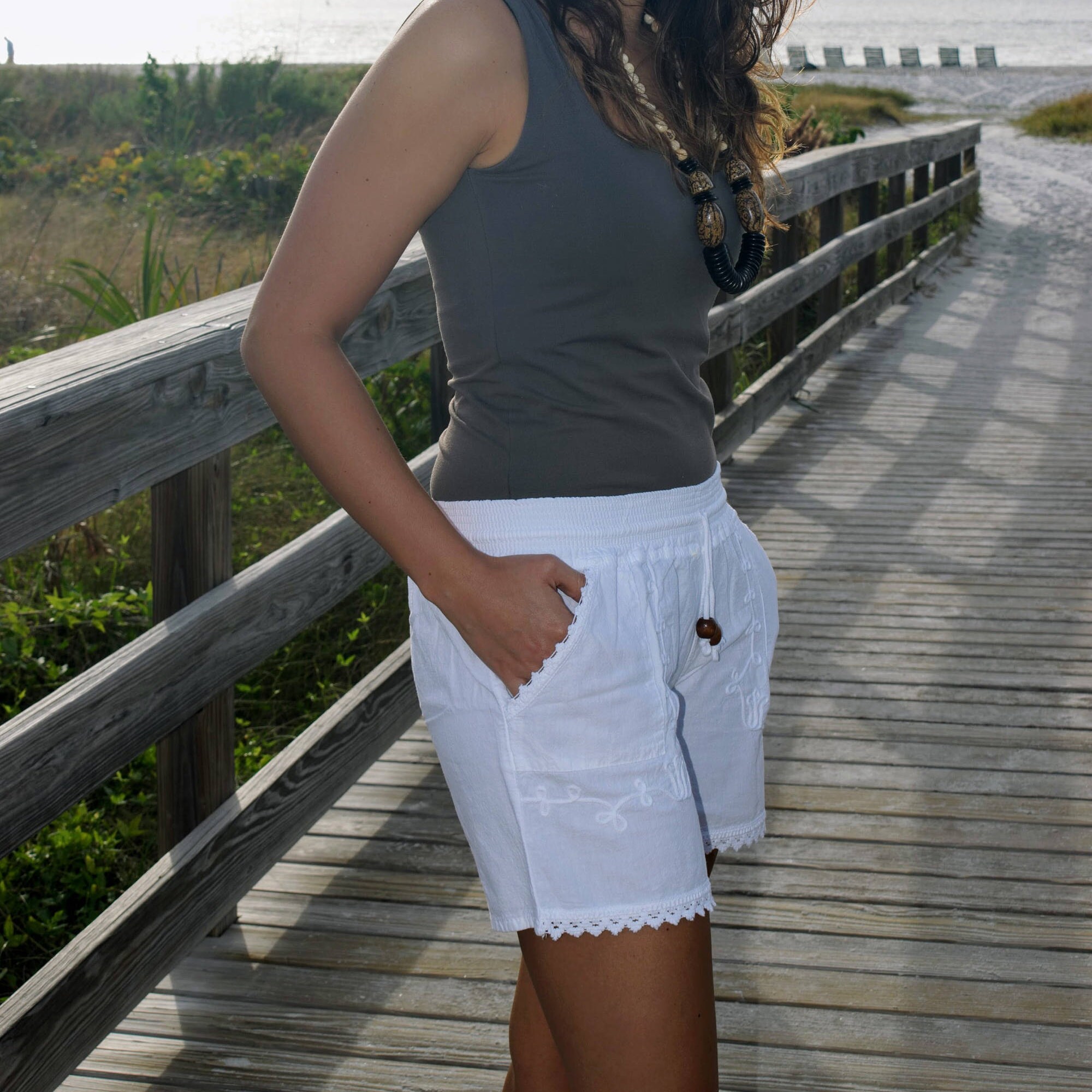 Handmade Beachwear Shorts, Beach Shorts, Shorts, White Shorts, Summer ...