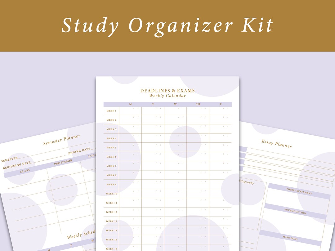 Study Kit Organizer, College Planner, Academic Planner, Student Planner ...