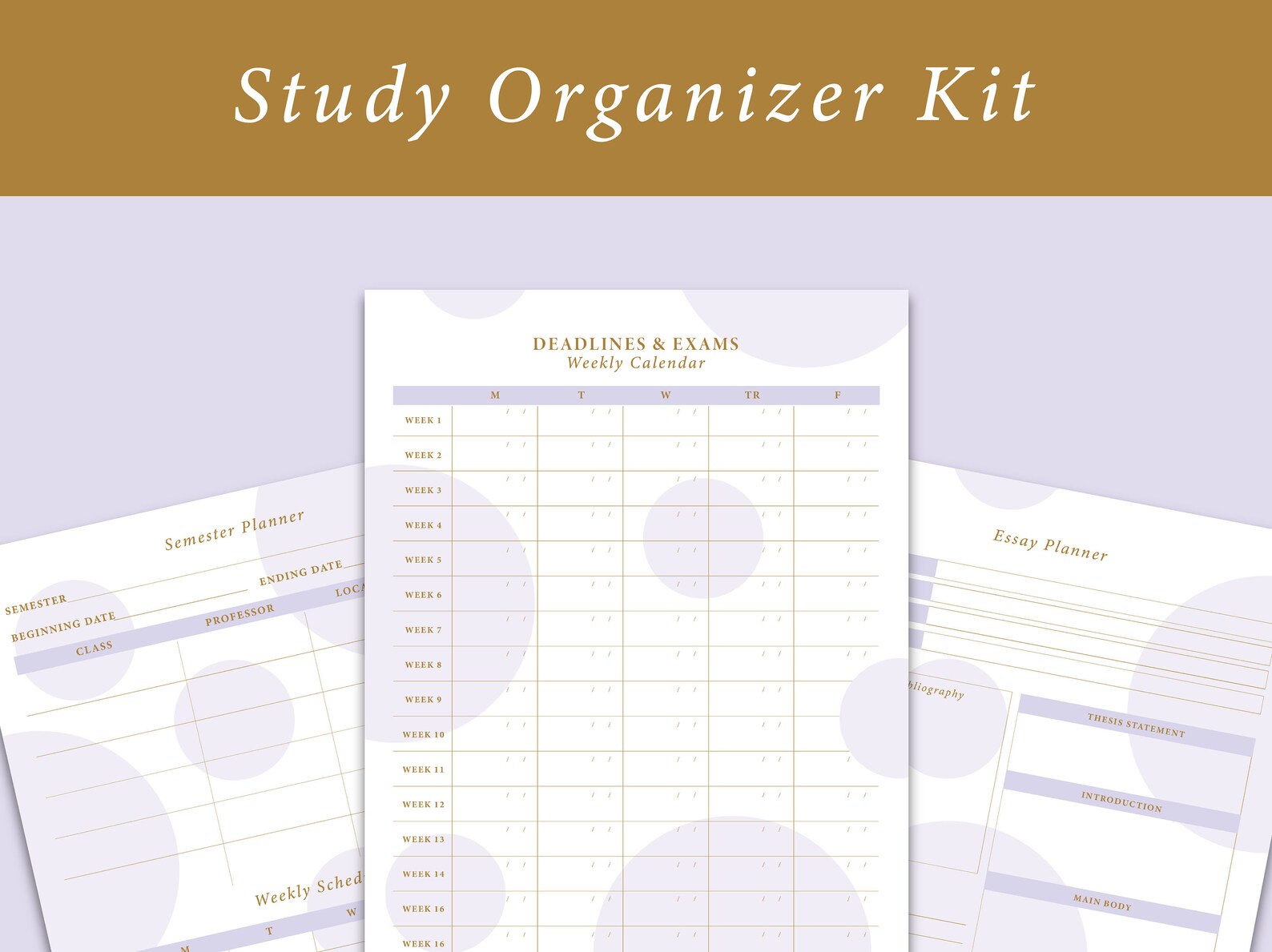 Study Kit Organizer, College Planner, Academic Planner, Student Planner ...