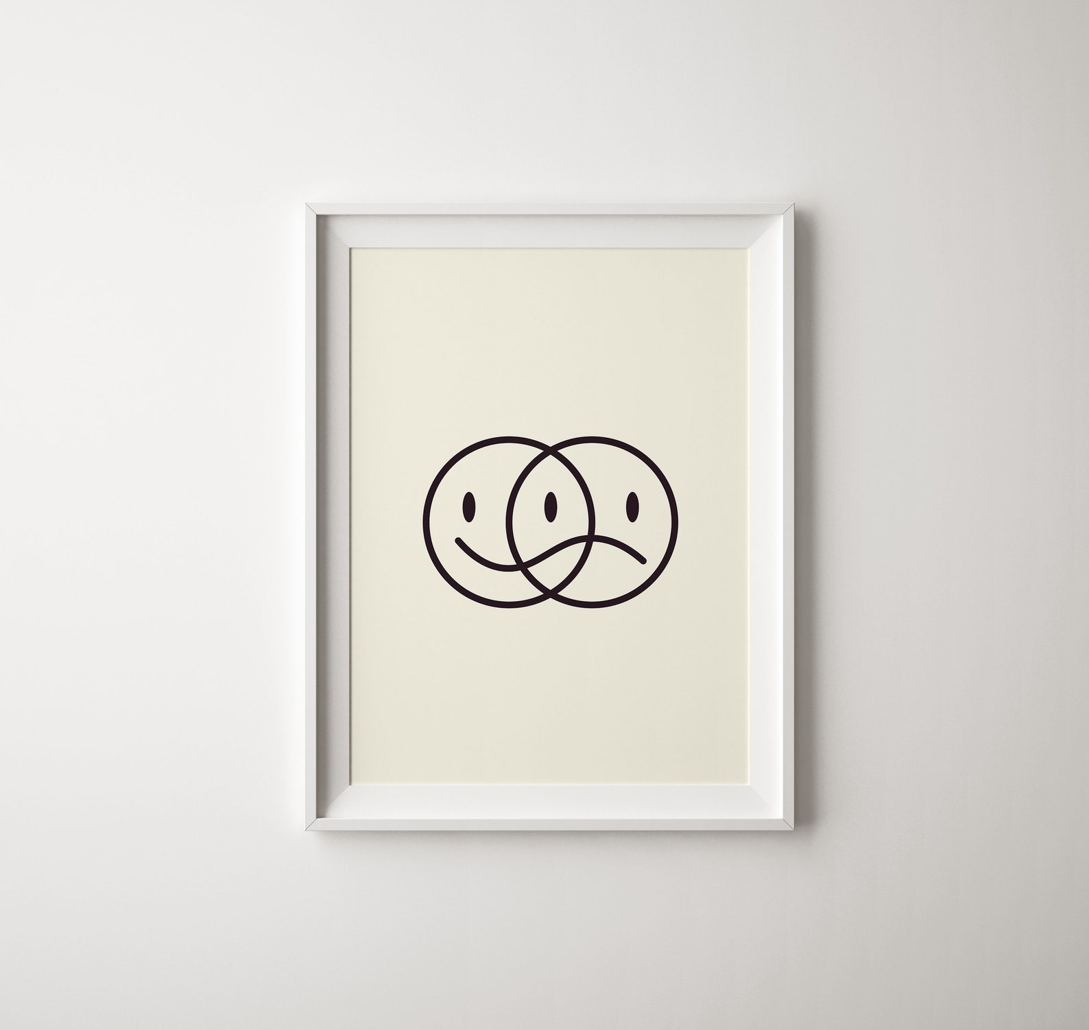 Smiley Sad Face Printable Art, Art Print, Minimal Wall Print, Modern ...