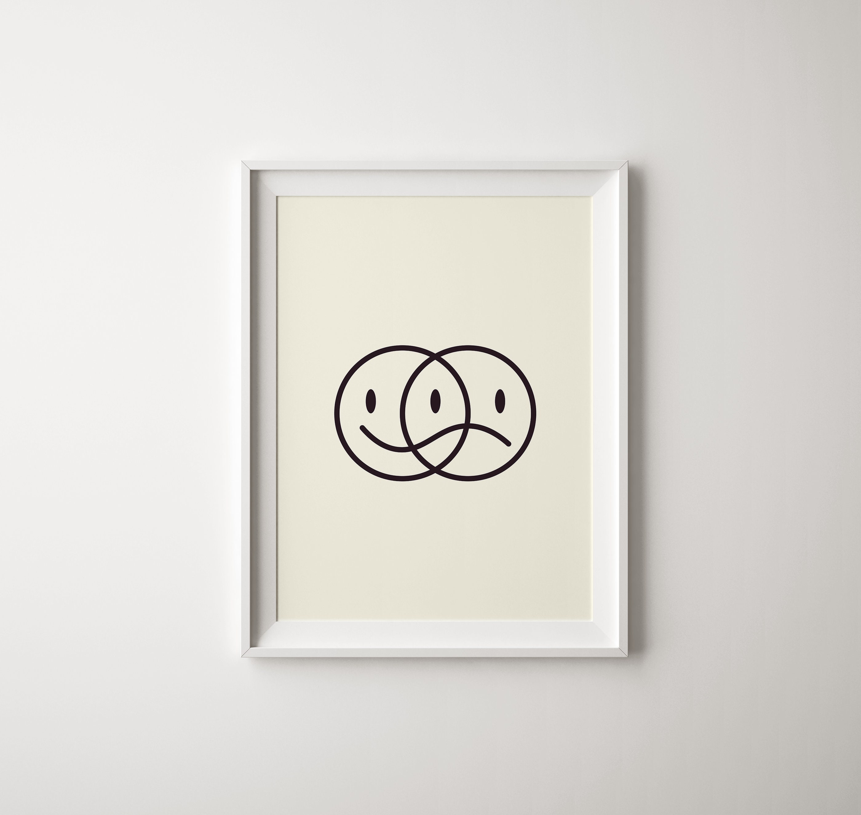Smiley Sad Face Printable Art, Art Print, Minimal Wall Print, Modern ...