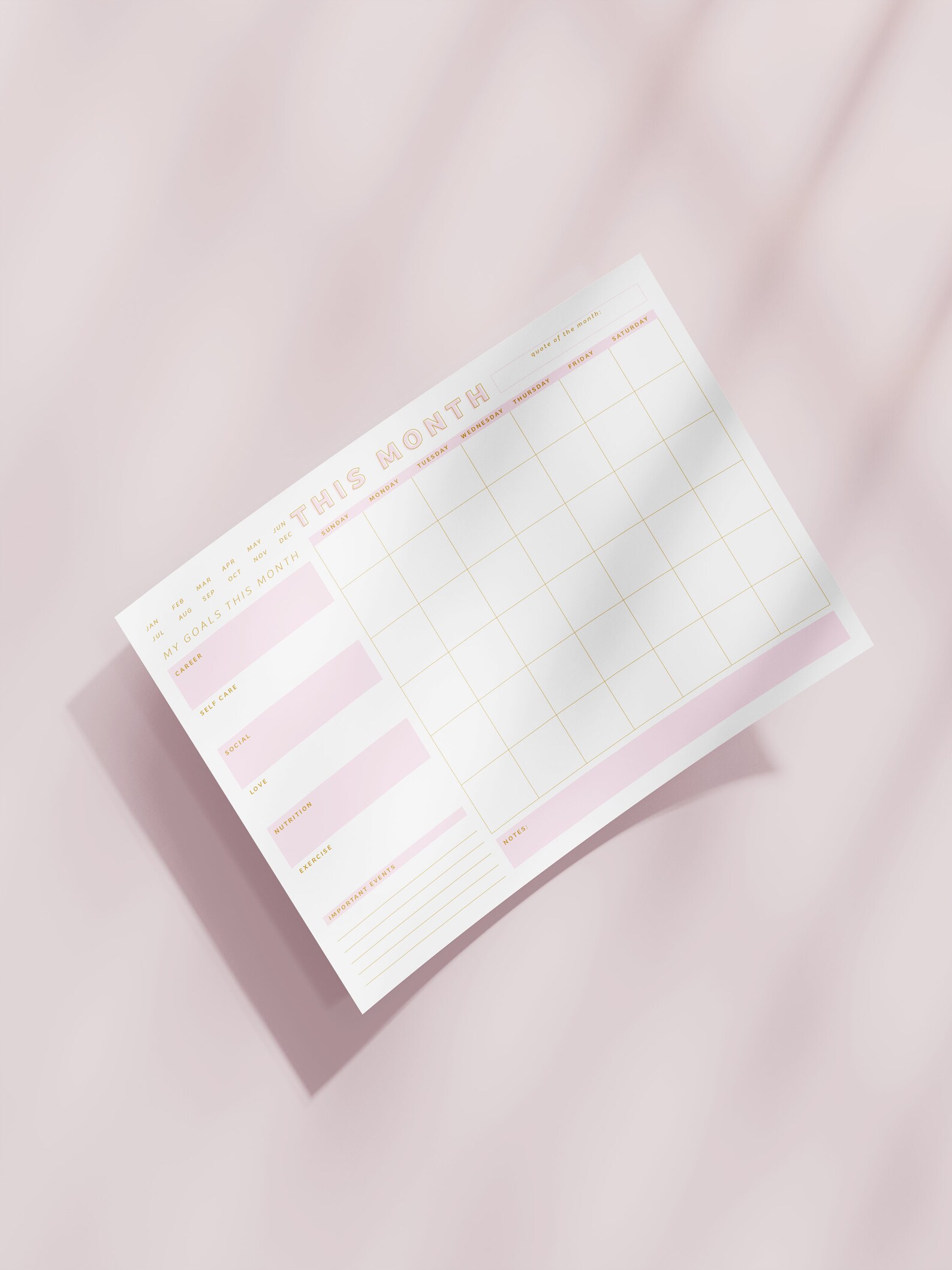 Month at a Glance Monthly Planner Undated Monthly Layout Agenda PDF ...