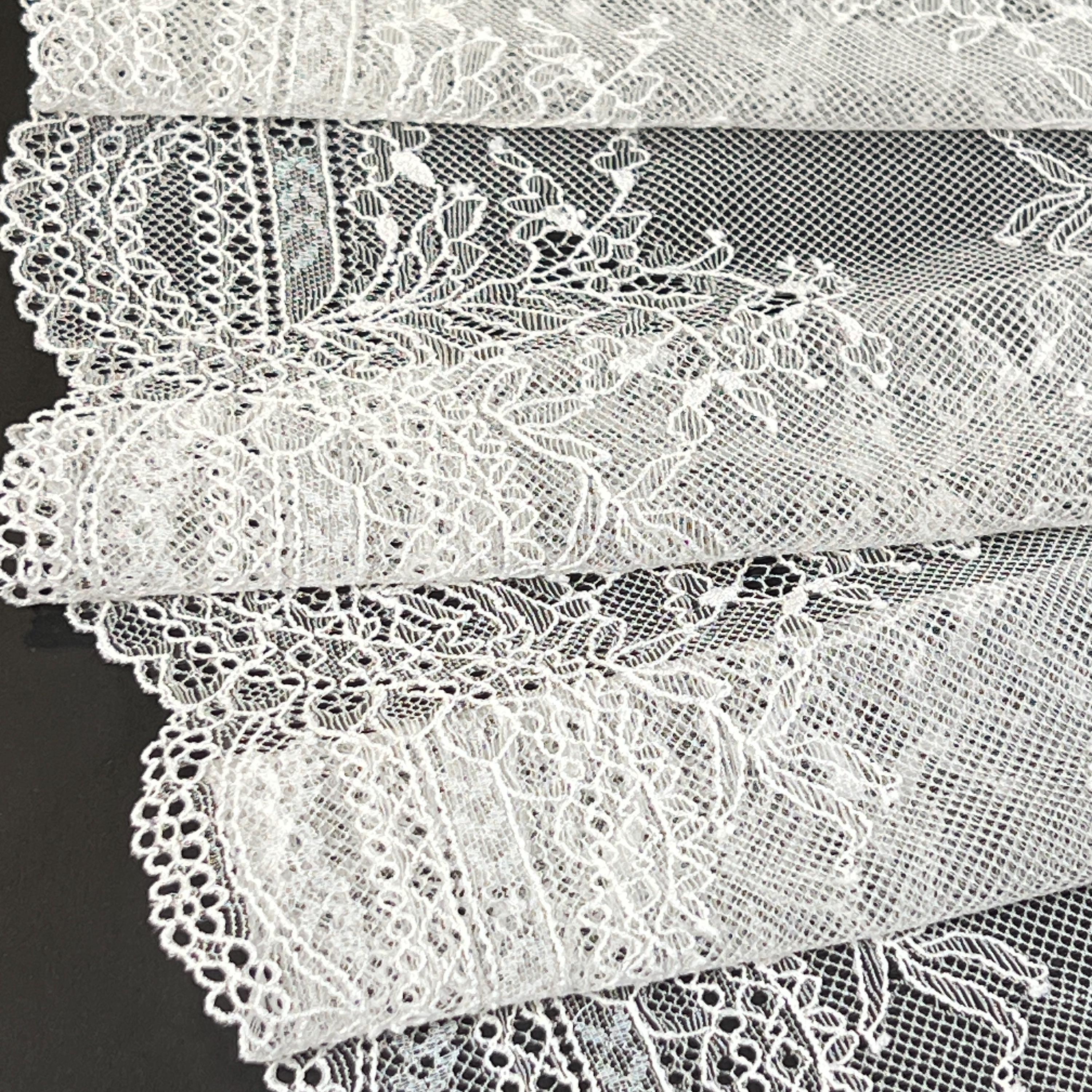 Classic Ivory White Lace - Premium Nylon Stretch Lace by the Yard ...