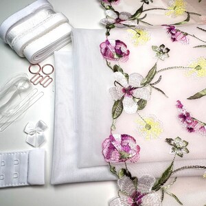 Bra Making Kit | White Base Bra Sewing Kit | Embroidery Lace | Bralette ...