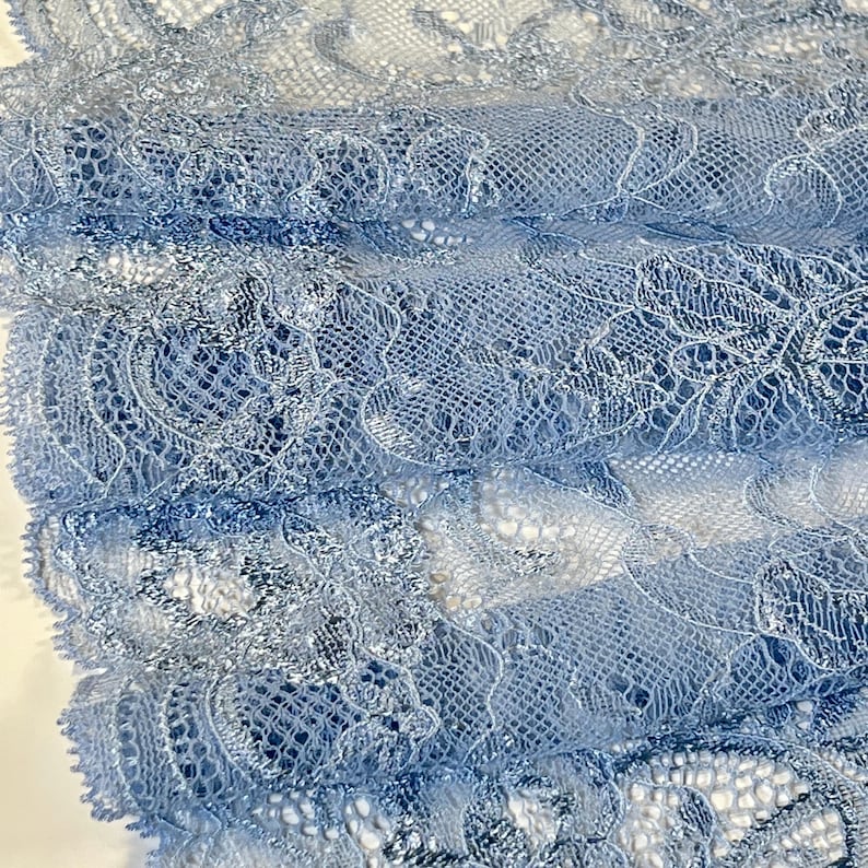 Powder Blue Lace - Premium Nylon Stretch Lace by the Yard - Cool Blue ...