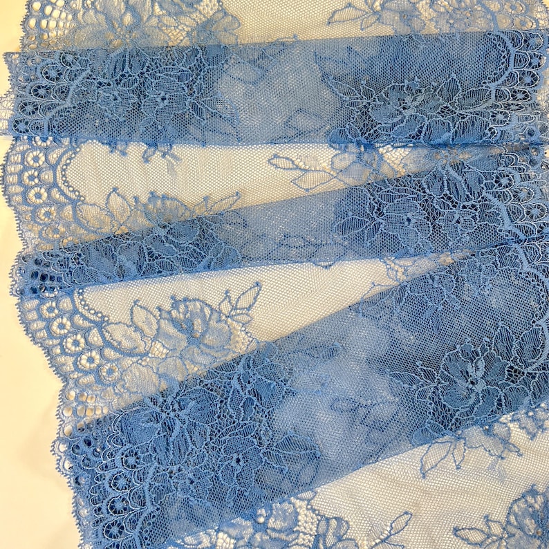 Dusty Blue Lace - Premium Nylon Stretch Lace by the Yard - Light Dusty ...