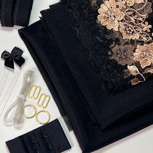 Bra Making Kit | Black Base Bra Sewing Kit | Non Stretch Embroidery ...