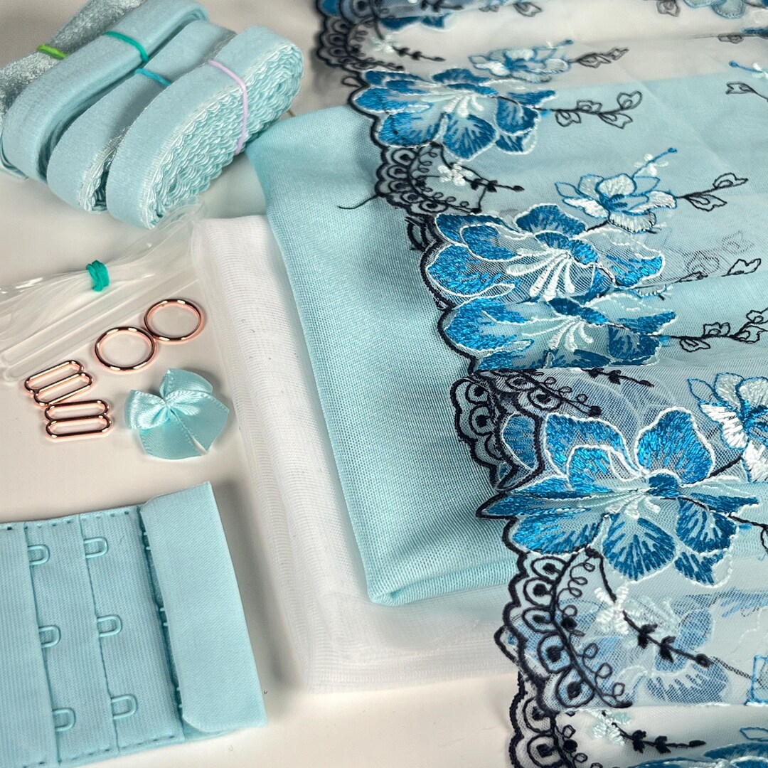 Electric Bloom Bra Making Kit | Embroidered Tulle Lace Non Stretch in ...
