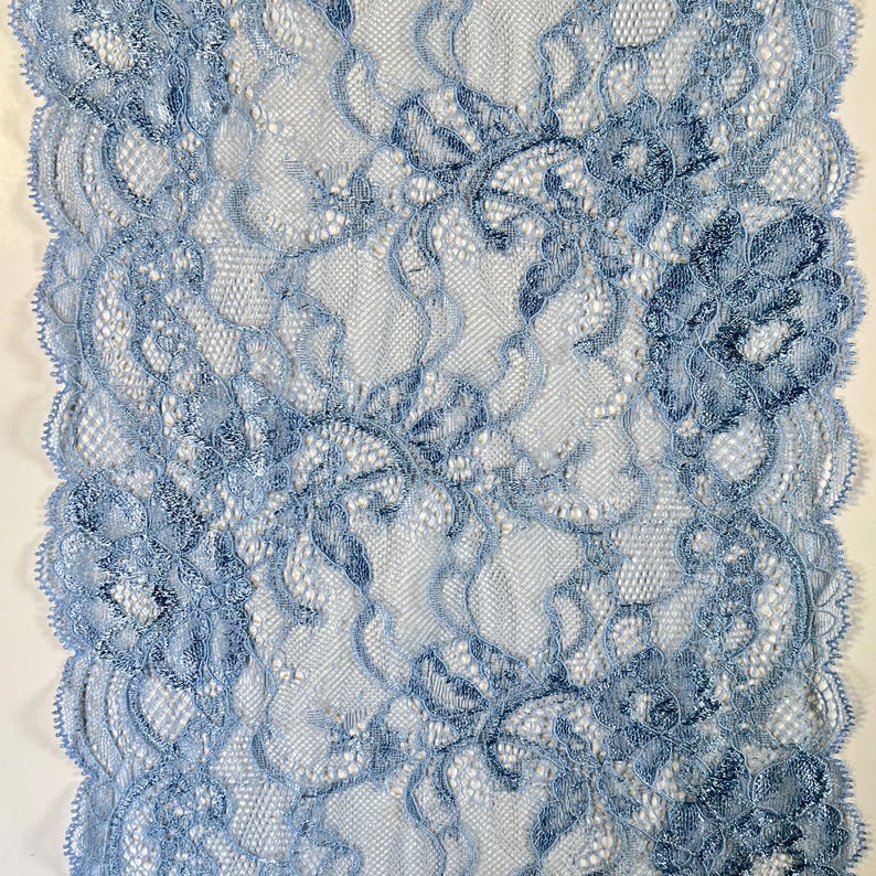 Powder Blue Lace - Premium Nylon Stretch Lace by the Yard - Cool Blue ...