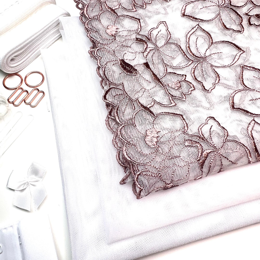 Bra Making Kit | White Base Bra Sewing Kit | Embroidery Lace | Bralette ...