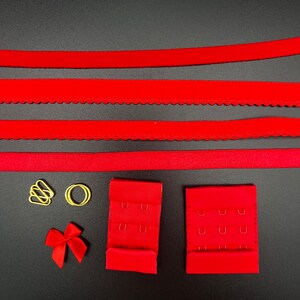 Bra Findings Kit - RED Bra Elastics Set - Bra Elastics Set - Bra Making ...