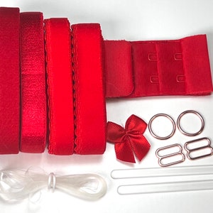 Bra Findings Kit - RED Bra Elastics Set - Bra Elastics Set - Bra Making ...