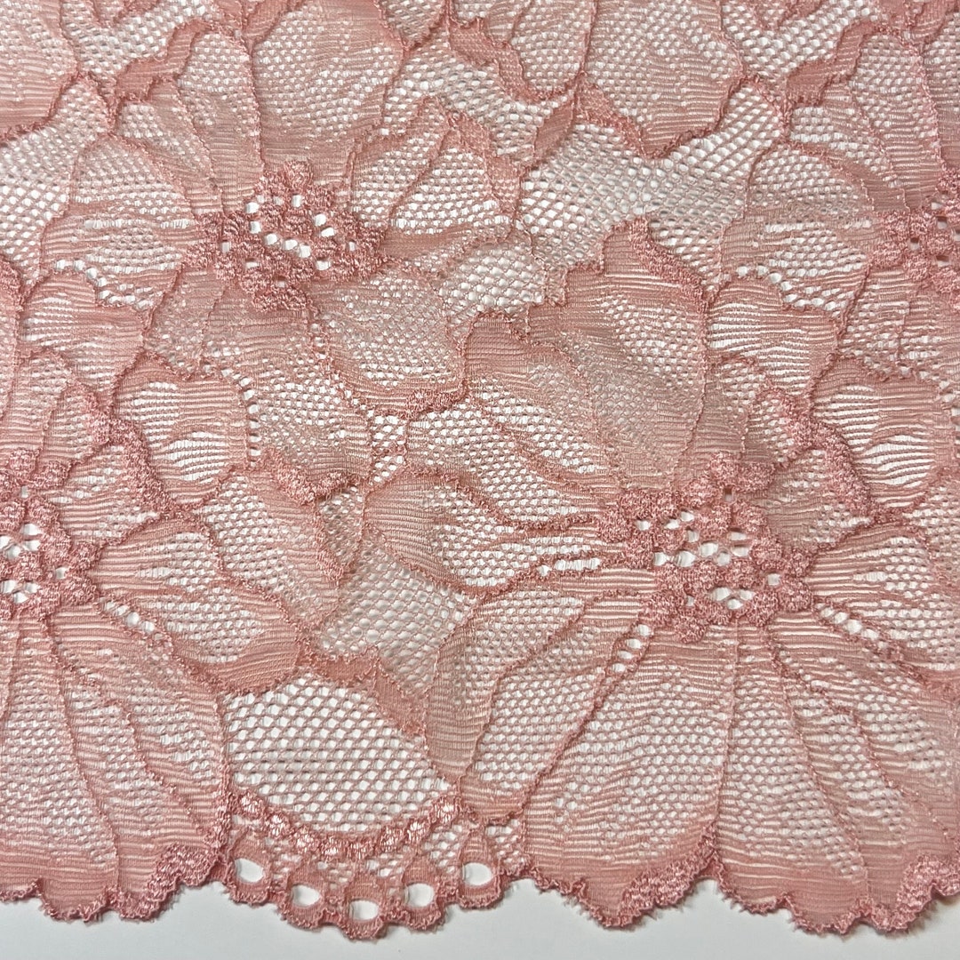 Coral Bliss Lace - Premium Nylon Stretch Lace by the Yard - Light Coral ...
