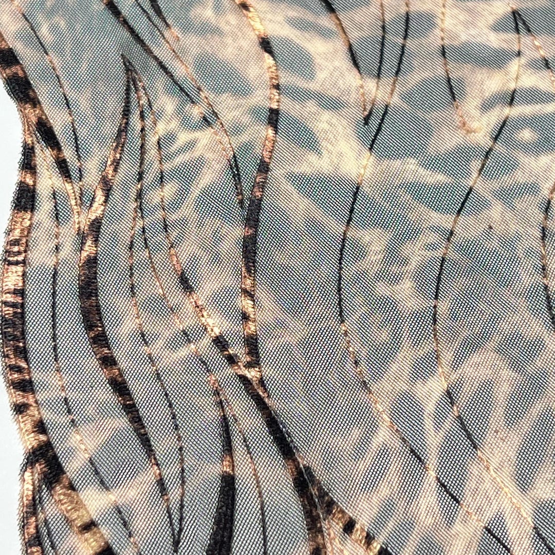 Leopard Flame Embroidered Tulle Lace – Silver & Copper | Non-stretch ...