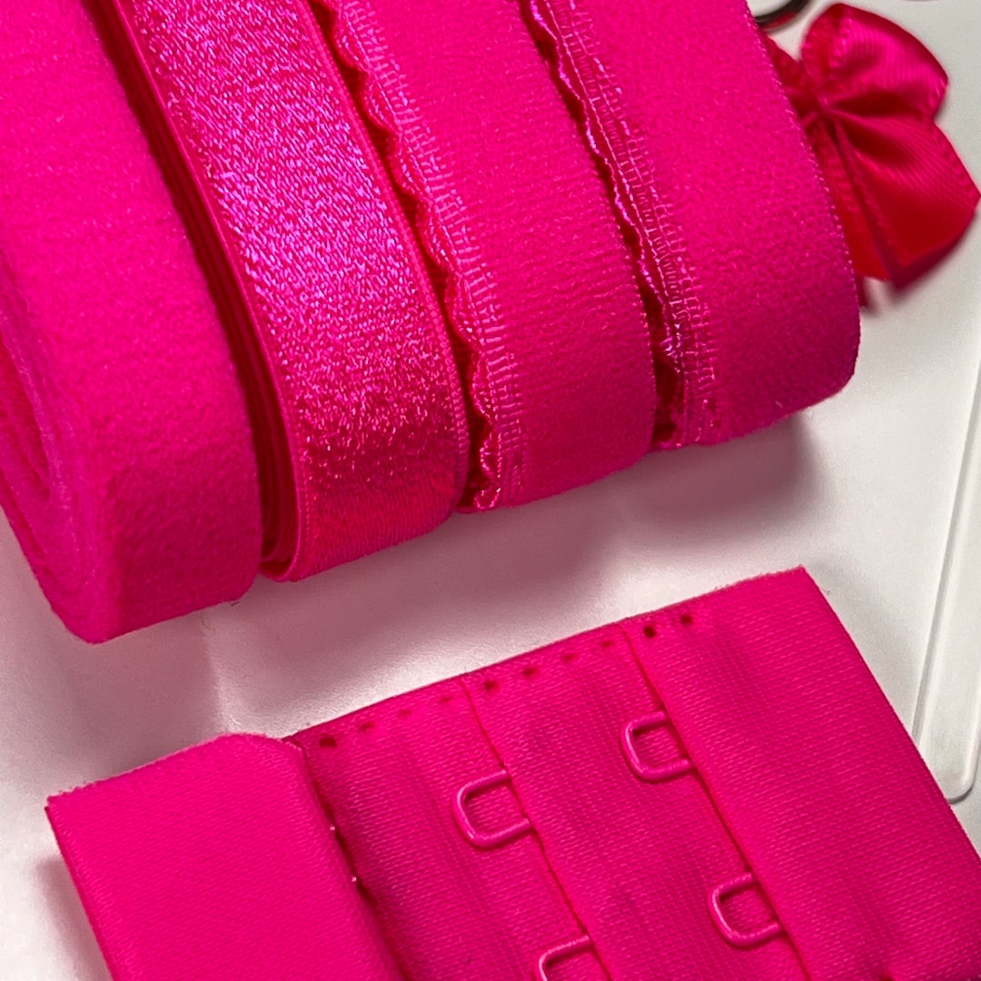 Bra Findings Kit - Hot Pink Elastics - Bra Elastics Set - Bra Making ...