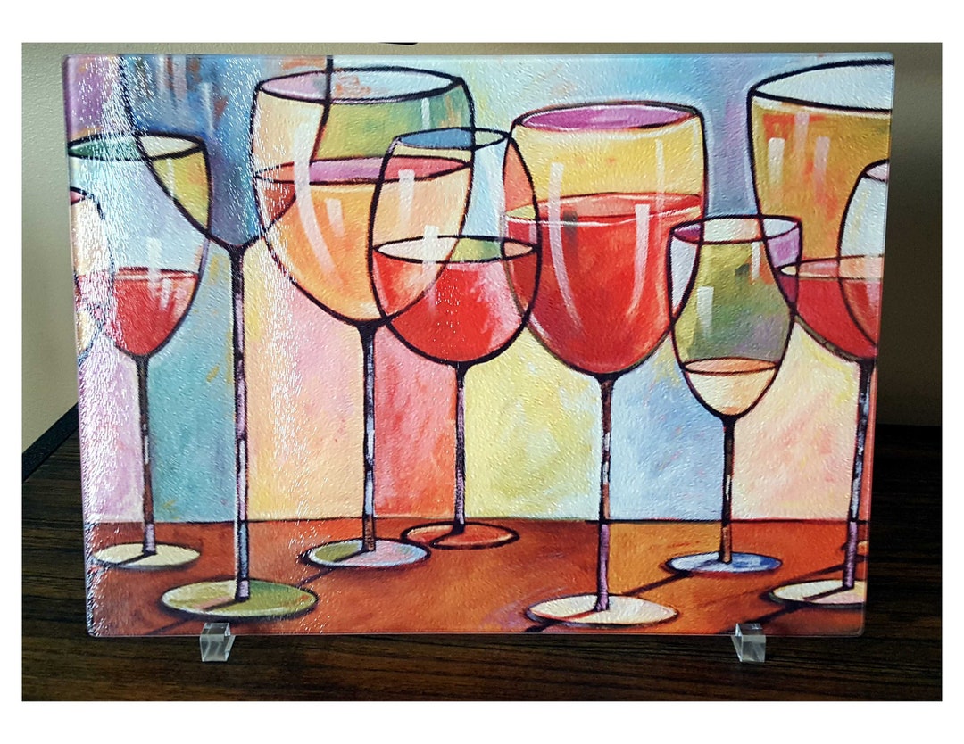 Glass Cutting Board, Kitchen Wine Decor, Bar/restaurant Colorful ...
