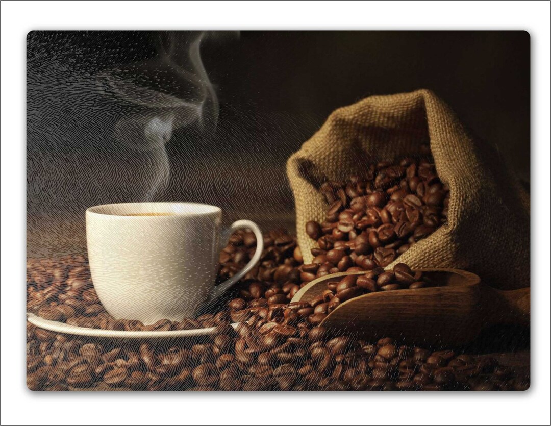 Coffee Theme Kitchen Decor, Glass Cutting Board, Housewarming Gift ...