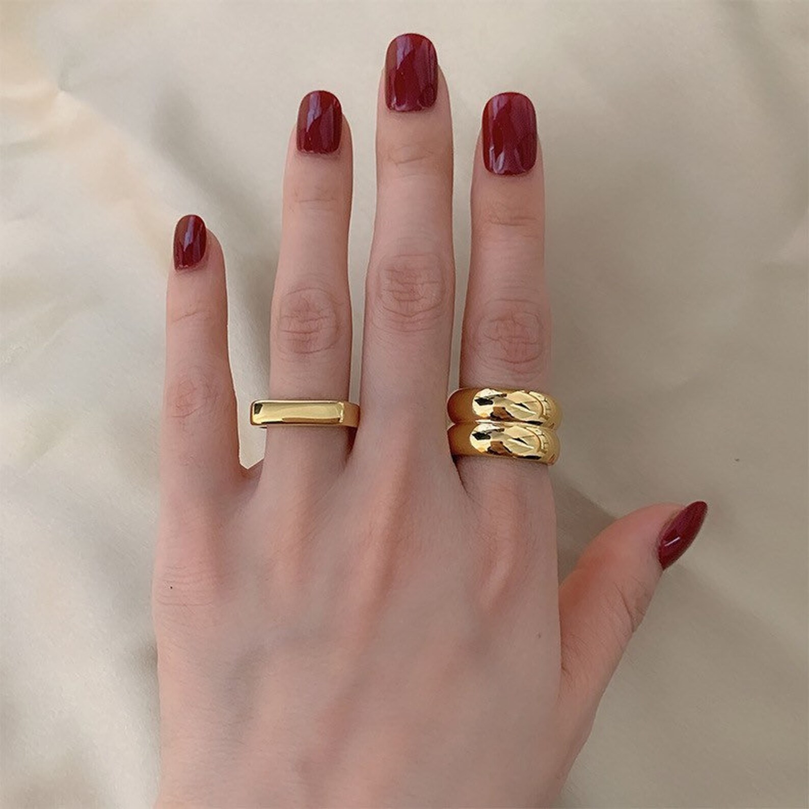 Thick Gold Band Ring Gold Statement Ring Dainty Gold Ring - Etsy