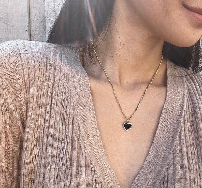 Heart Shaped Pendant Necklace Black Heart Necklace Pendant - Etsy