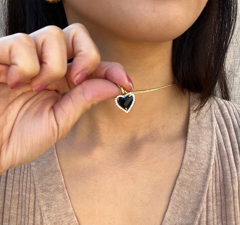 Heart Shaped Pendant Necklace Black Heart Necklace Pendant - Etsy