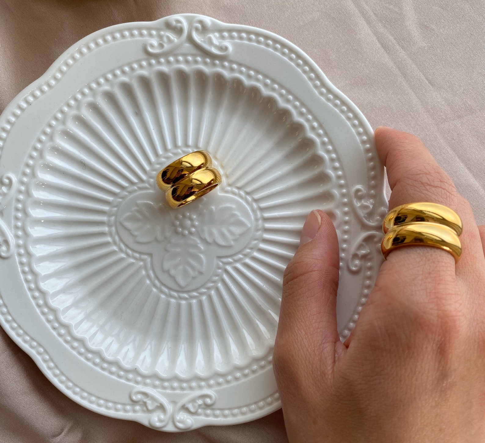 Thick Gold Band Ring Gold Statement Ring Dainty Gold Ring - Etsy