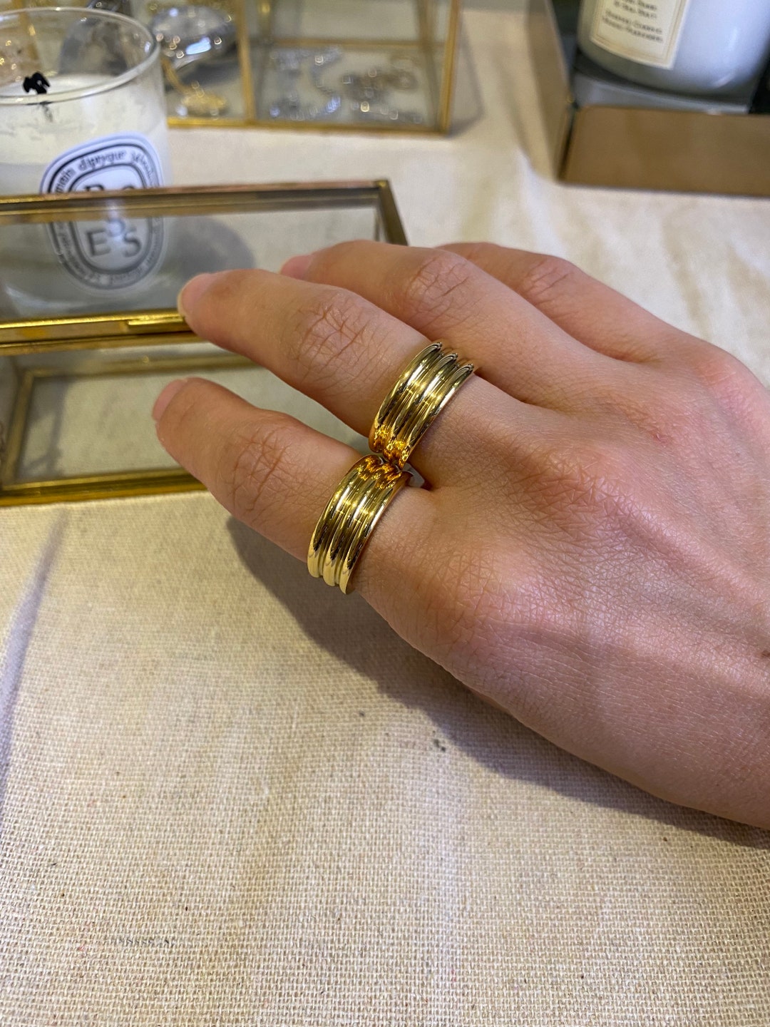 Thick Gold Band Ring Statement Ring Gold Line Ring Gold - Etsy