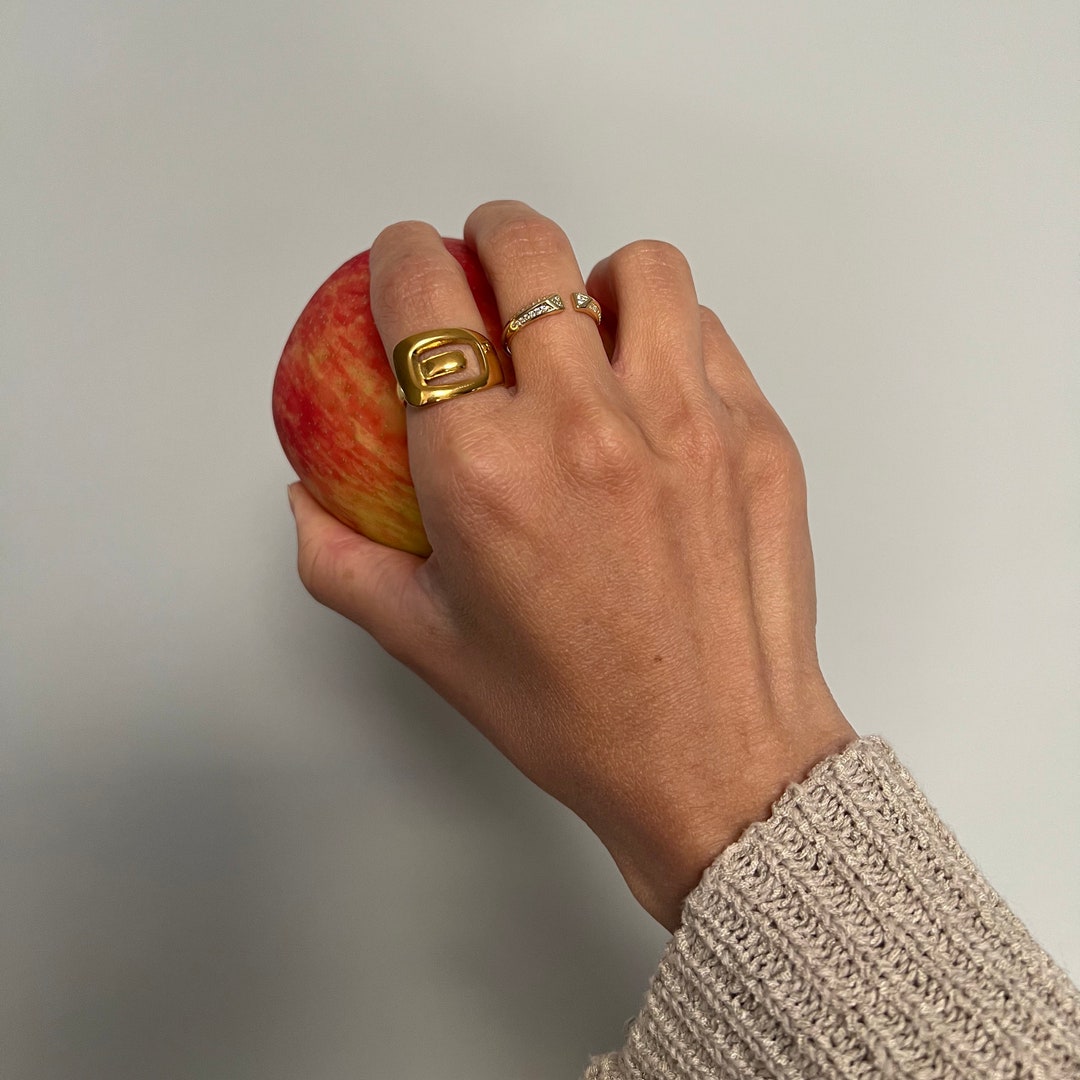 Thick Gold Band Ring, Gold Statement Ring, Gold Thick Belt Ring, Chunky ...