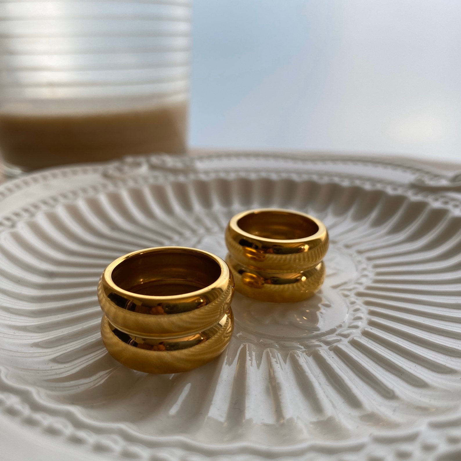 Thick Gold Band Ring Gold Statement Ring Dainty Gold Ring - Etsy