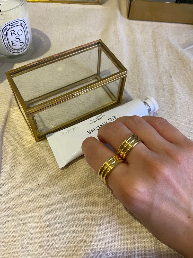 Thick gold band ring statement ring gold line ring gold | Etsy