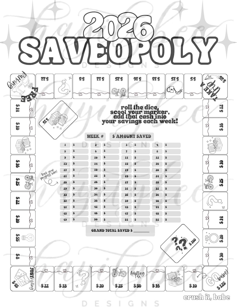 Saveopoly | Savings Challenge Game | Money Saving Printable | Budget ...