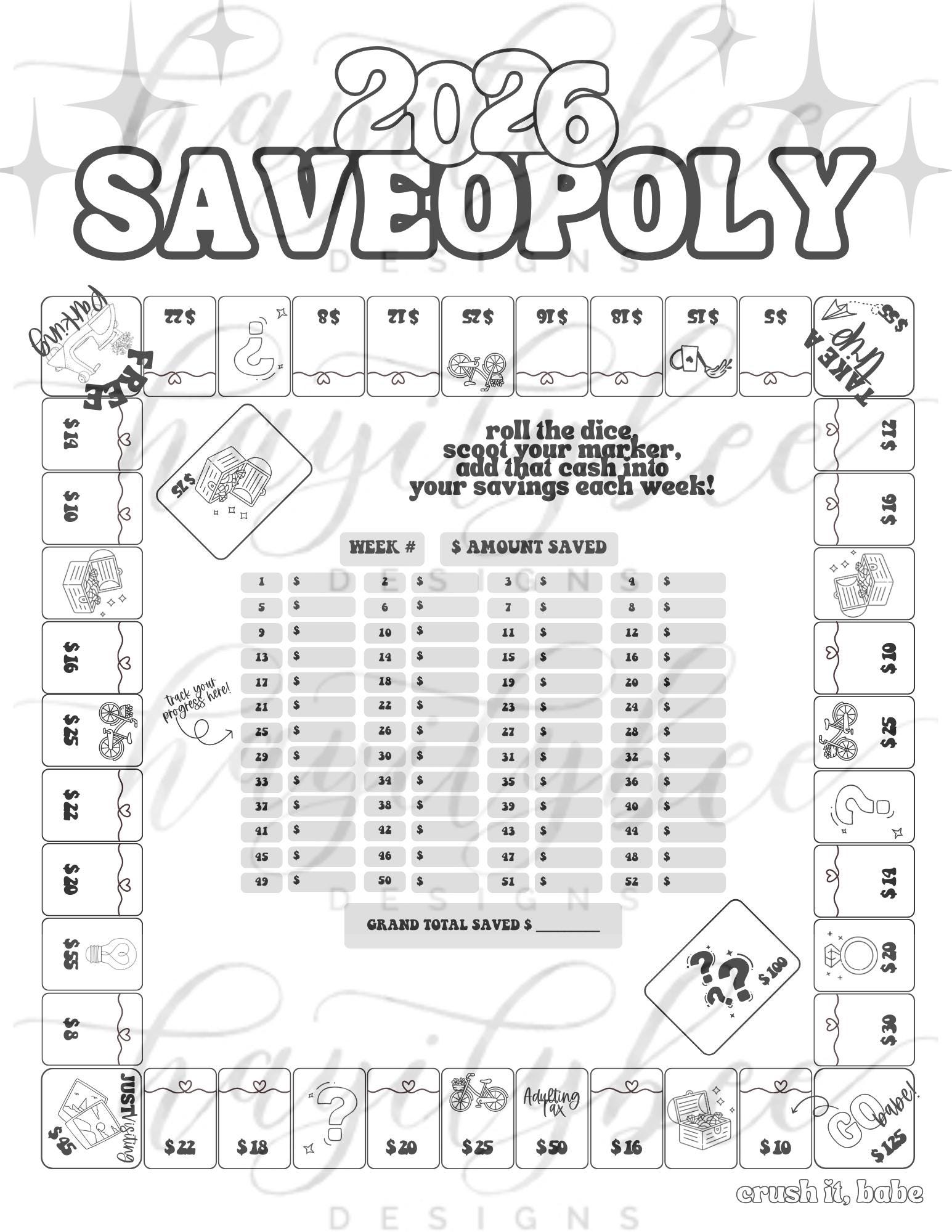 Saveopoly | Savings Challenge Game | Money Saving Printable | Budget ...
