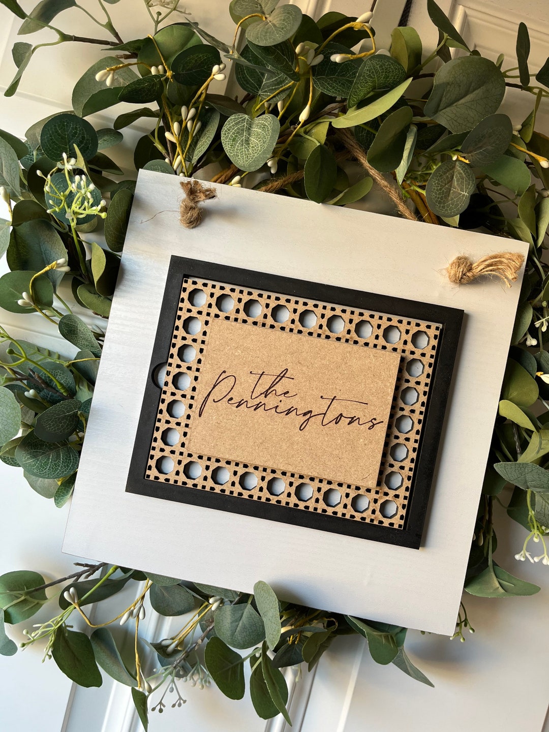 Boho | Rattan Sign | Custom | Personalized Sign | Door Decor | Magnetic ...