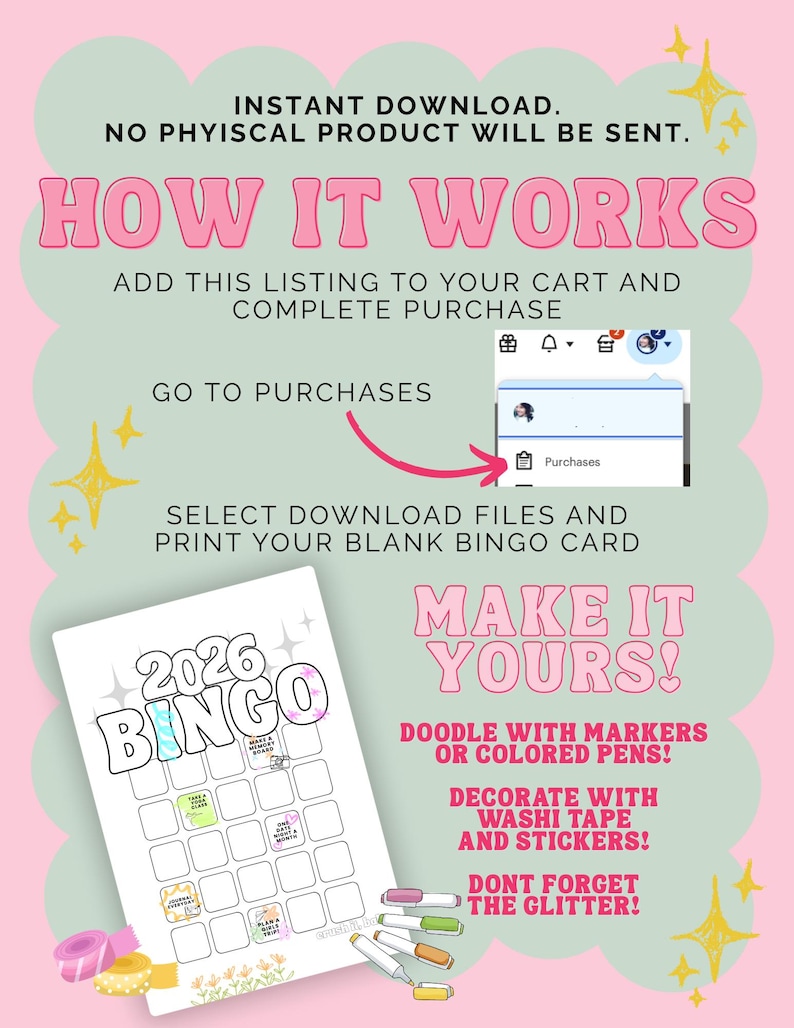 2026 Bingo Card Printable – DIY Goal Setting & Party Game | New Year’s ...